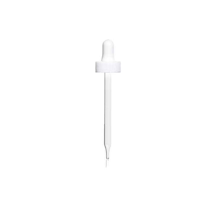22-400 White PP Ribbed Dropper - 95mm Glass Straight Pipette with ...