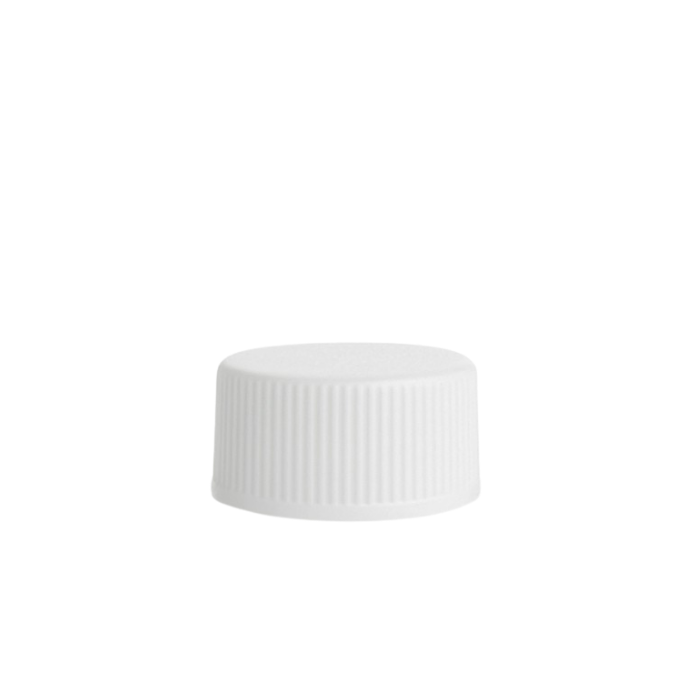 15-425 White PP Ribbed Continuous Thread Cap - Foam Lined