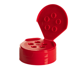 43-485 Red PP Flip & Sift Spice Cap - 5 Holes